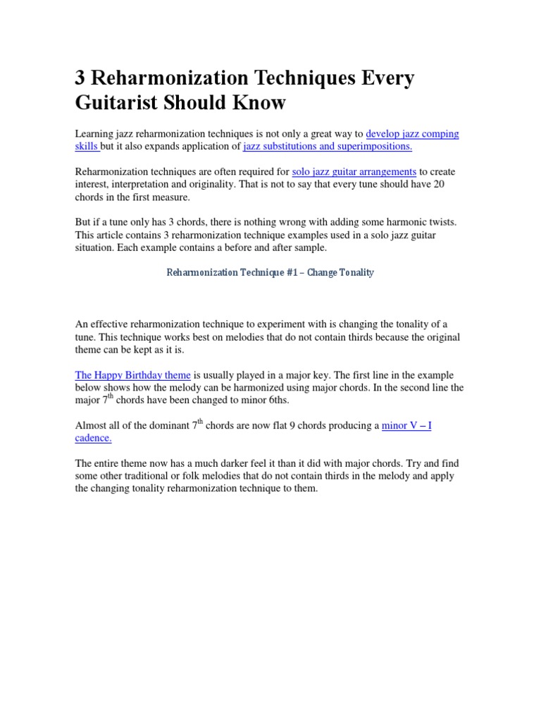 3 Reharmonization Techniques Every Guitarist Should Know | PDF | Chord ...