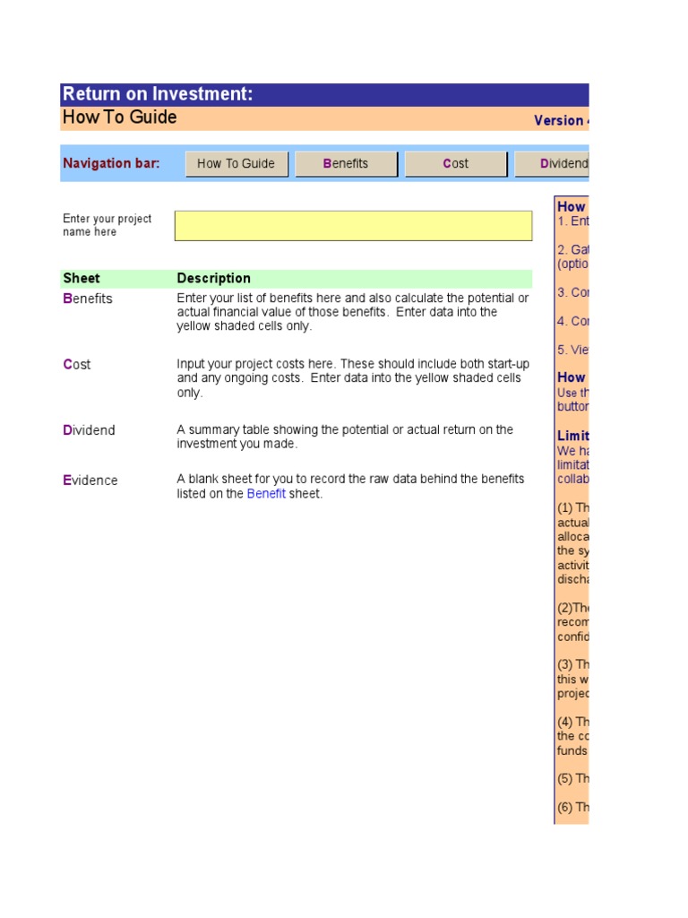 How To Guide: Return On Investment | PDF | Spreadsheet | Dividend