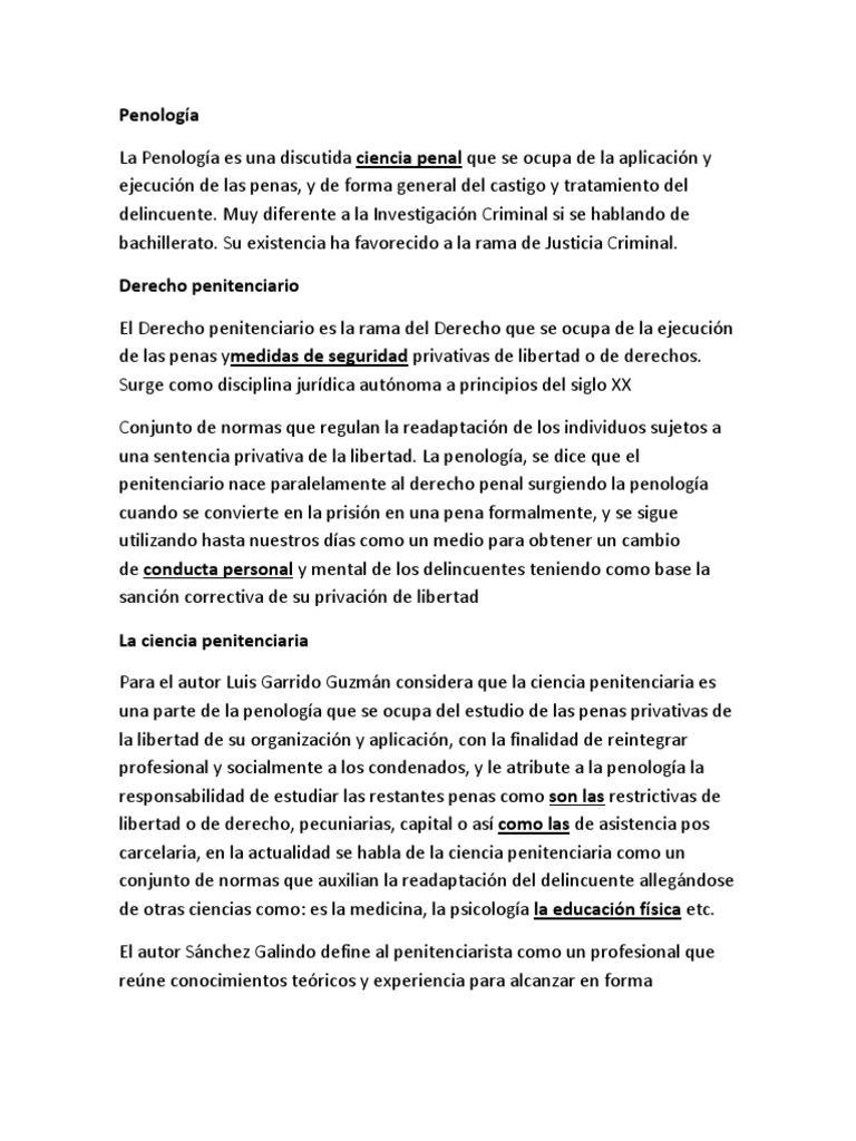 La Penología como ciencia penal que estudia la aplicación y ejecución ...