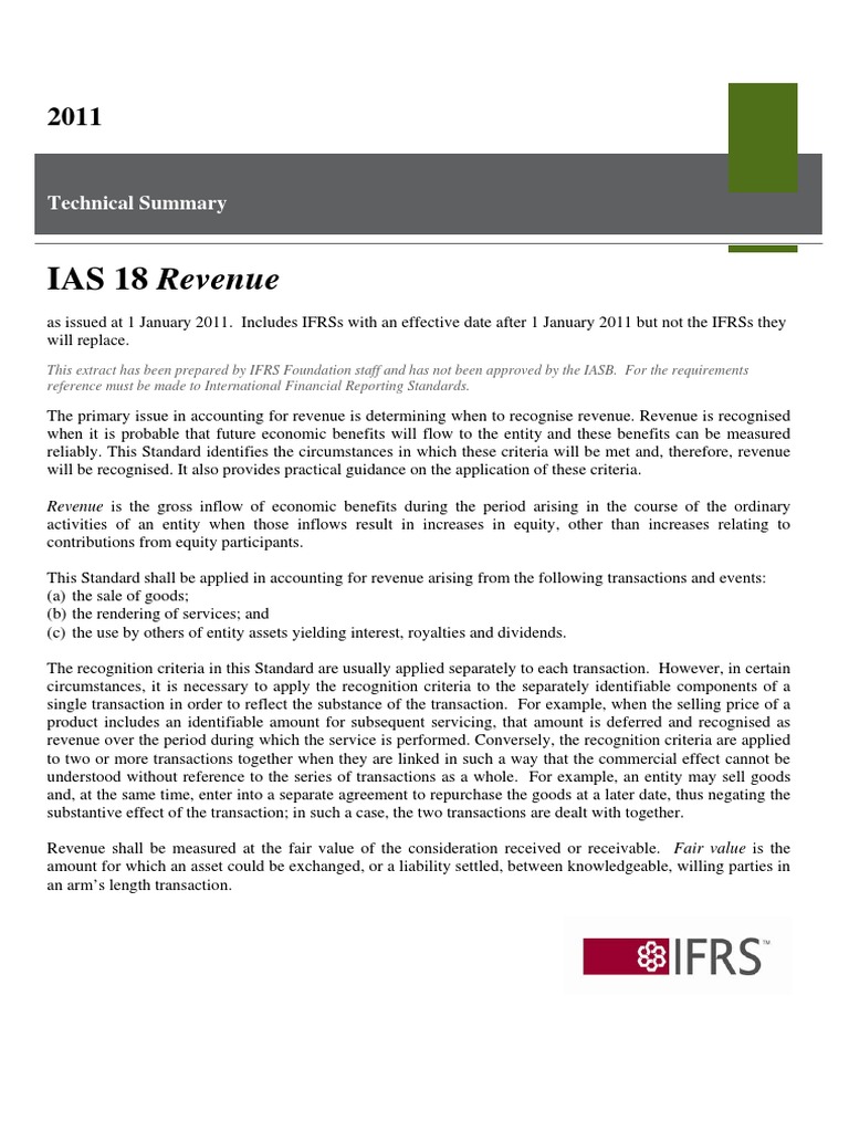 IAS 18 Revenue: Technical Summary | PDF | International Financial ...