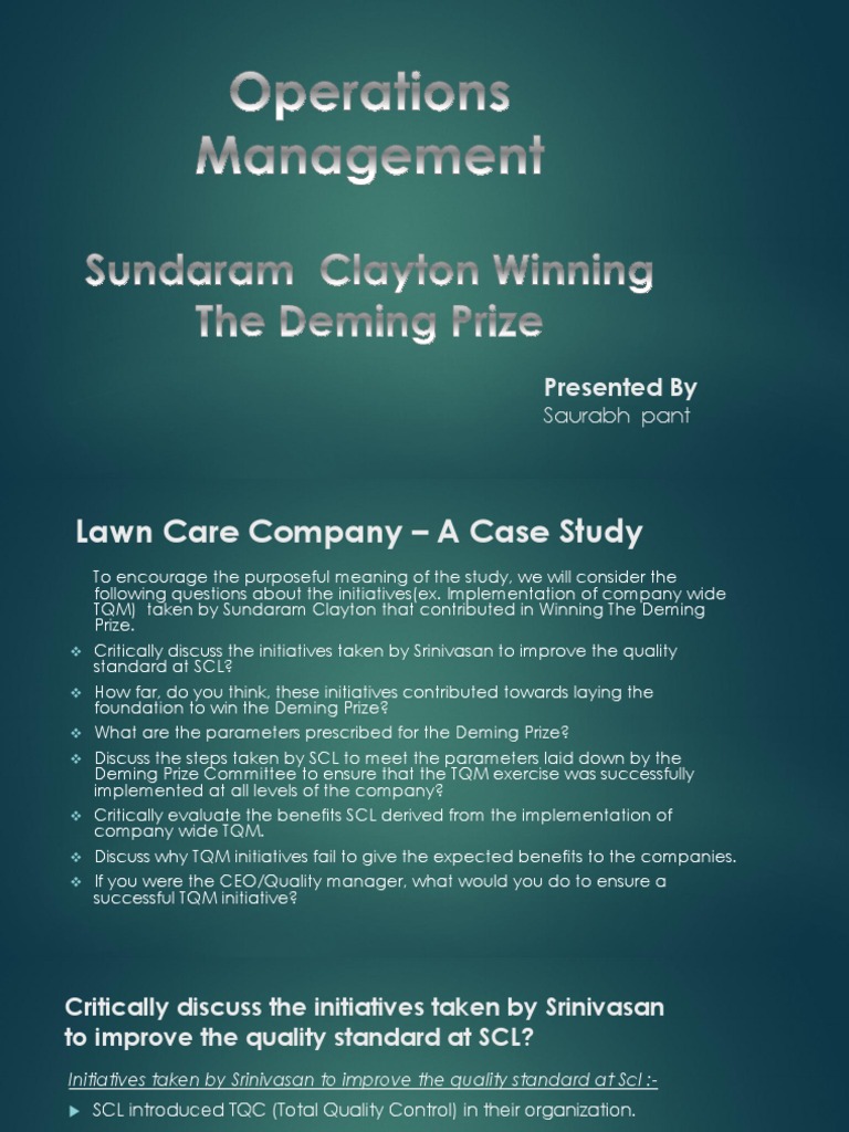 SCL - Winning The Deming Prize - Case Study | PDF | Quality Management ...