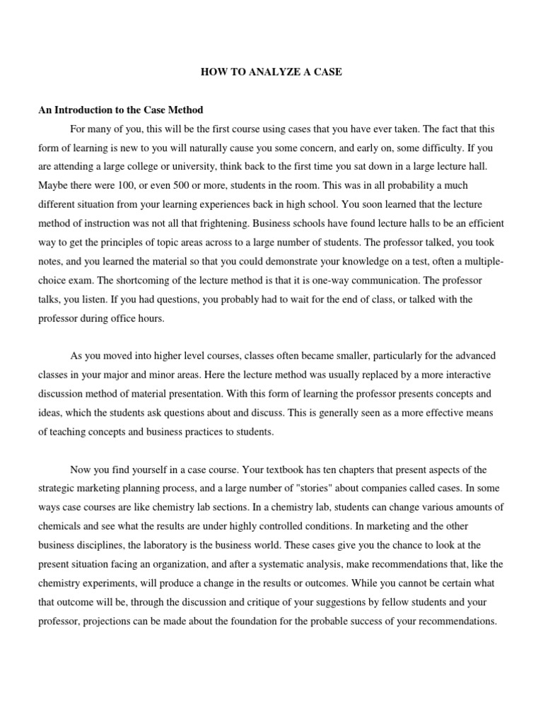 How To Write A Case Analysis | PDF | Swot Analysis | Lecture