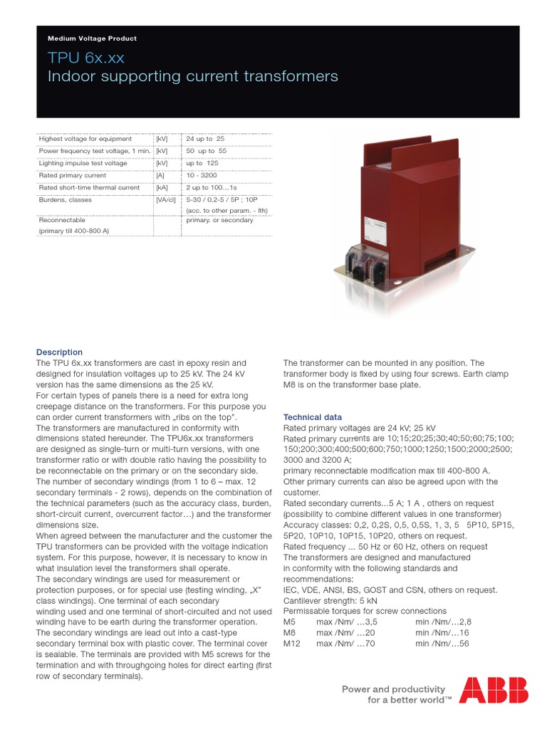 Indoor Supporting Current Transformers: TPU 6x.xx | PDF | Transformer ... Indoor Supporting Current Transformers: TPU 6x.xx | PDF | Transformer ...