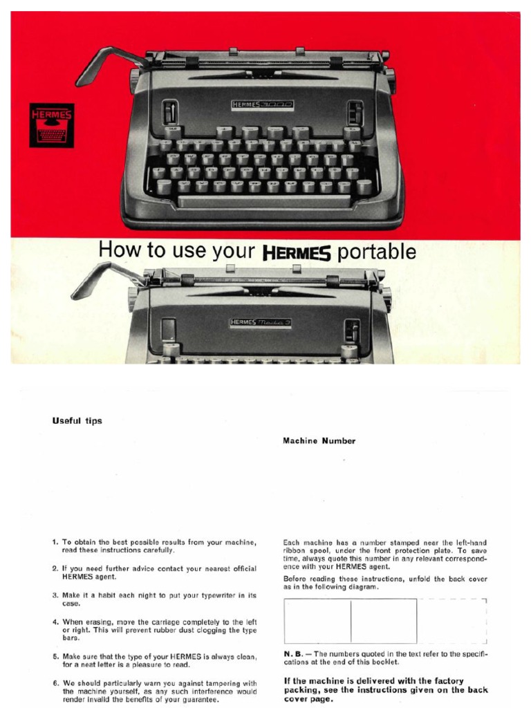 Hermes 3000 Early 1970s | PDF | Writing Implements | Office Equipment