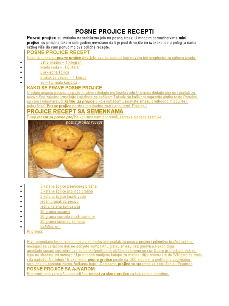 Posne Projice Recepti | PDF