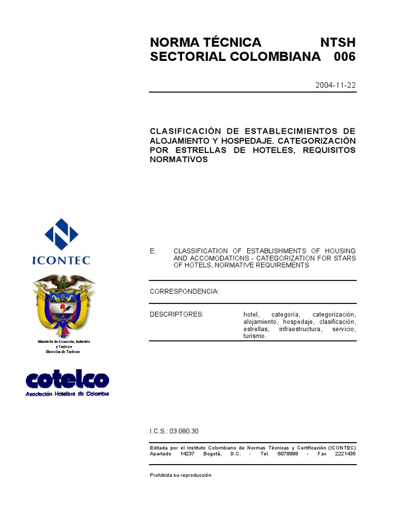 NTSH 006-2004 | PDF | Calidad (comercial) | Turismo y Ocio
