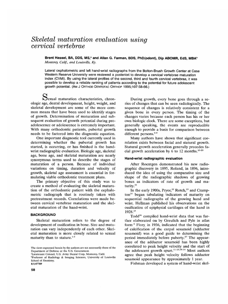 Hassel Et Al 1995 CVSM | PDF | Vertebra | Vertebral Column