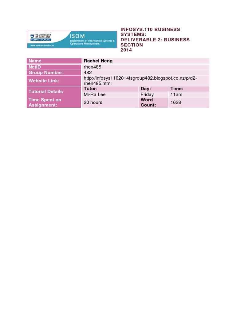 Name Netid Group Number: Website Link: Tutorial Details Time Spent On Assignment | PDF | Body ...