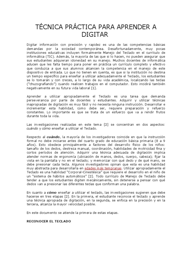 Aprender A Digitar | Descargar gratis PDF | Informática | Equipo de oficina