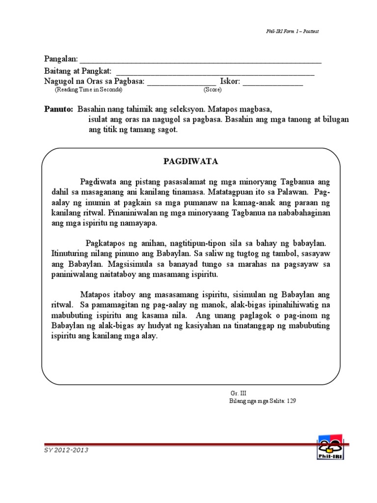 Gr. 3 Pagdiwata | PDF