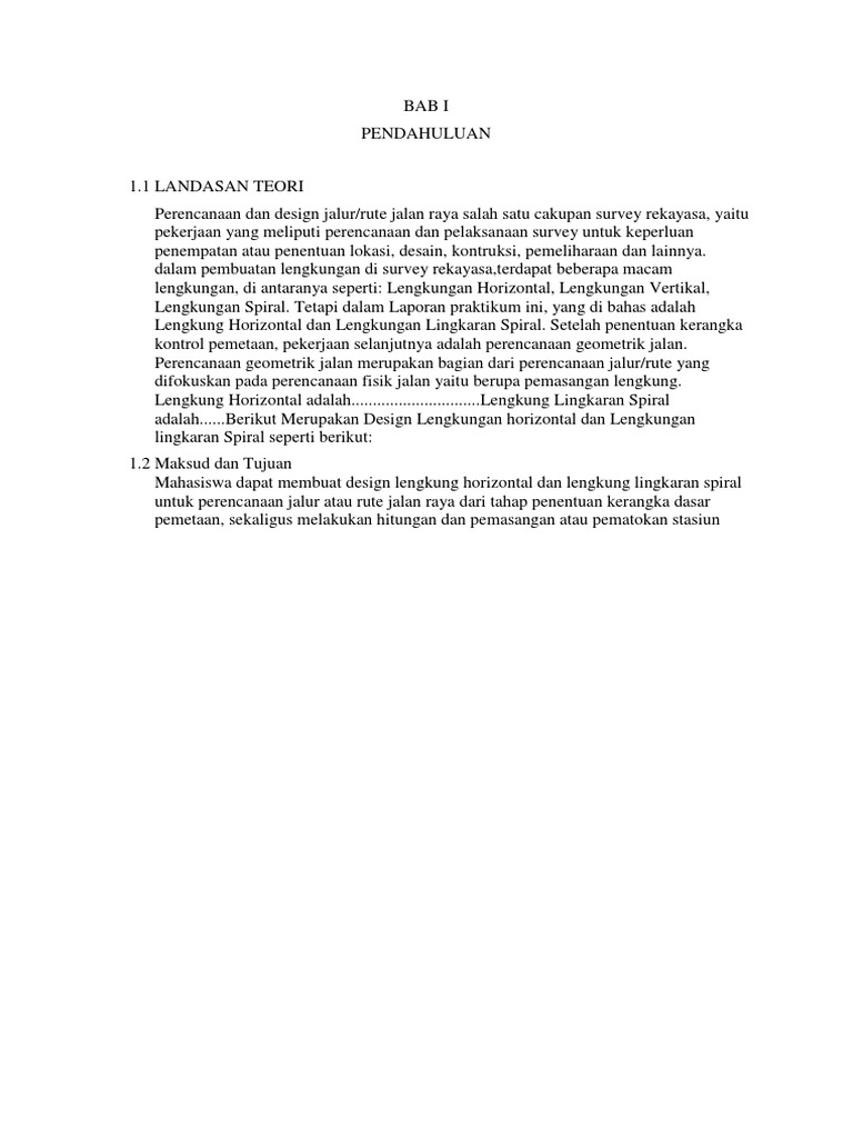Laporan Lengkung HZ Dan Spiral | PDF