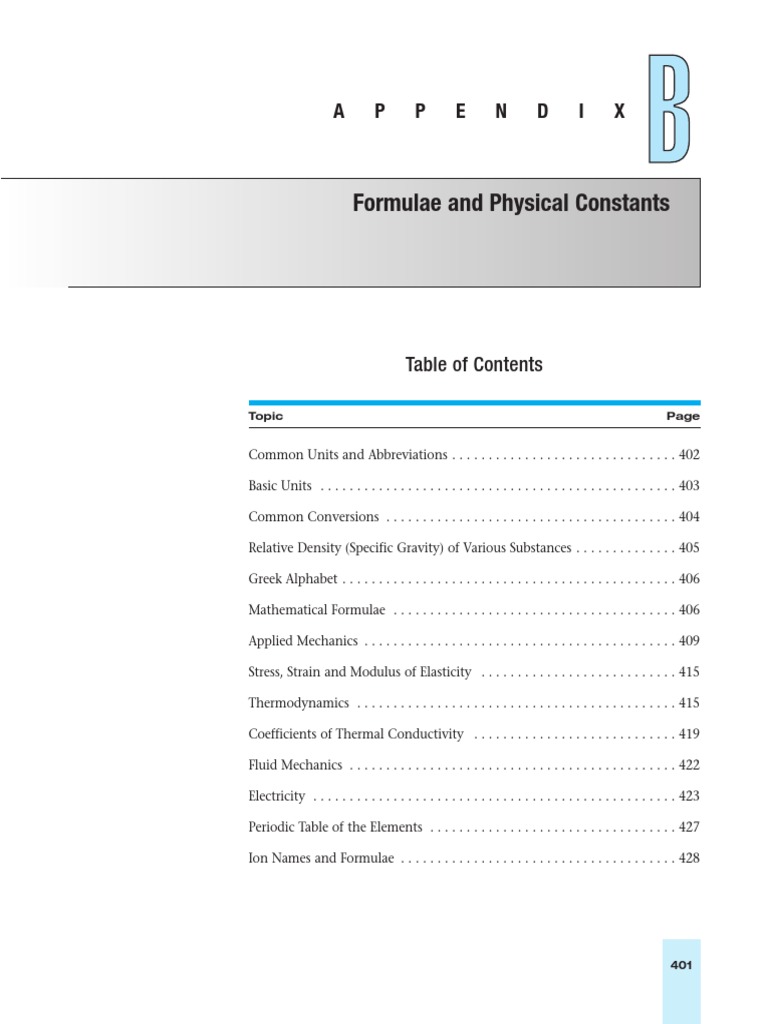 Formulae & Physical Constants - 28pg | PDF | Acceleration | Area