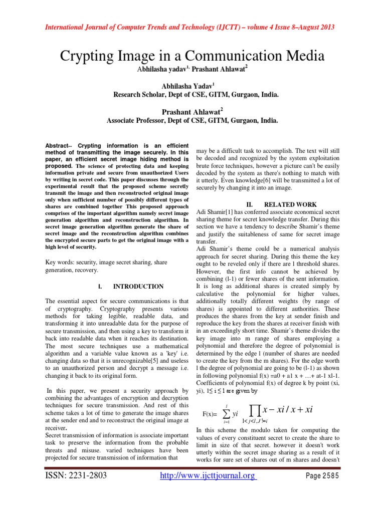 Crypting Image in A Communication Media | PDF | Cryptography | Encryption