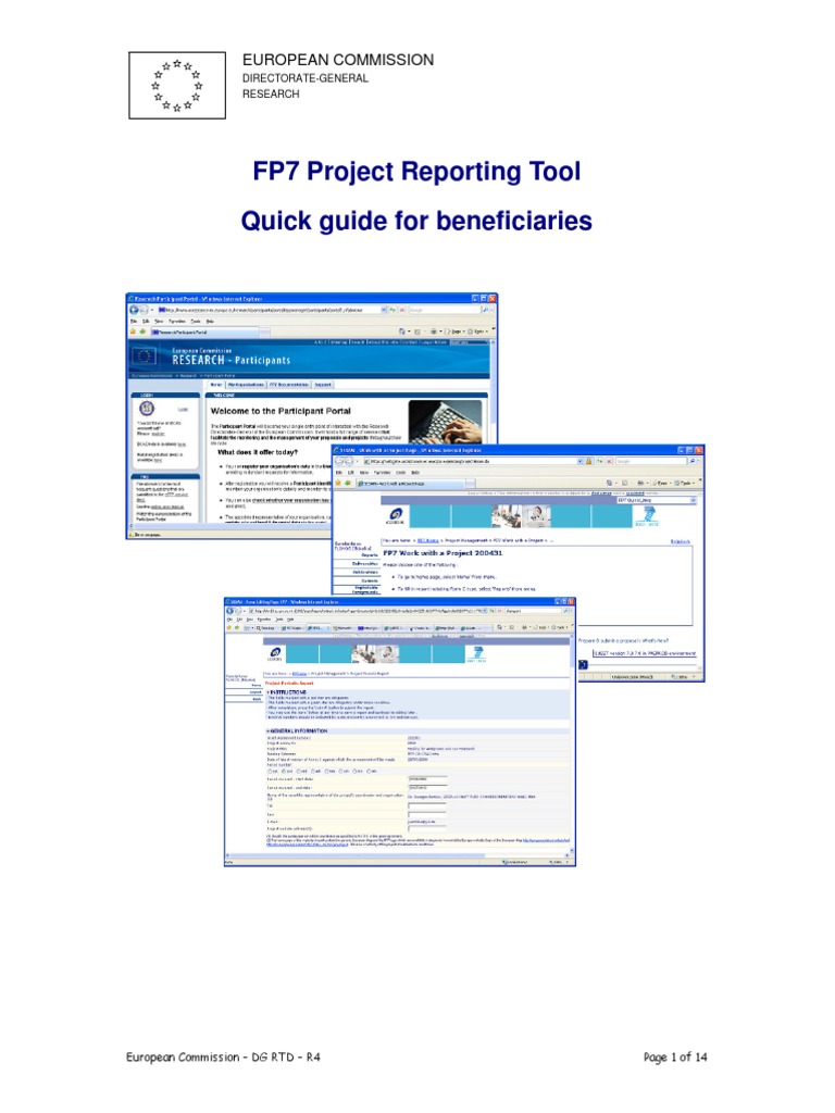FP7 Project Reporting Tool Quick Guide For Beneficiaries: European ...
