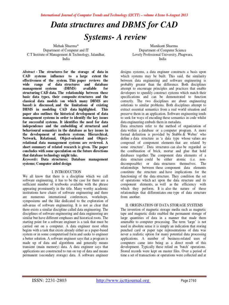 CAD Data Structures & DBMS Review | PDF | Databases | Relational Model