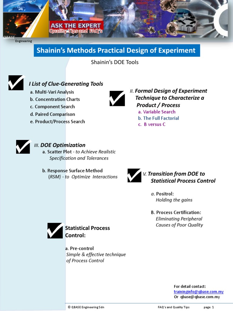 Doe Shainin Methods Tips | PDF | Design Of Experiments | Experiment