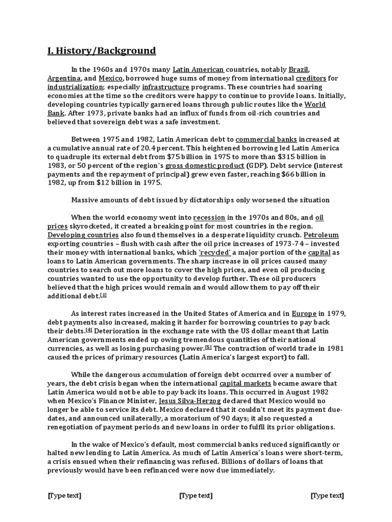 The International Debt Crisis in The 1980s | Download Free PDF ...