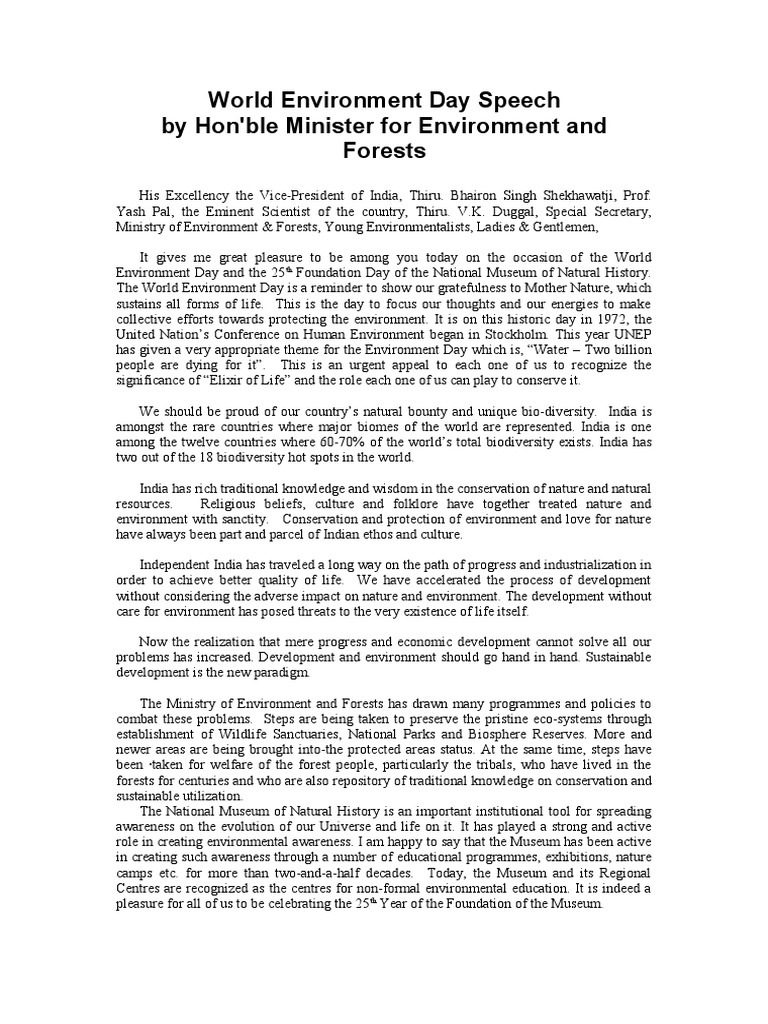 World Environment Day Speech | Nature World Environment Day Speech | Nature