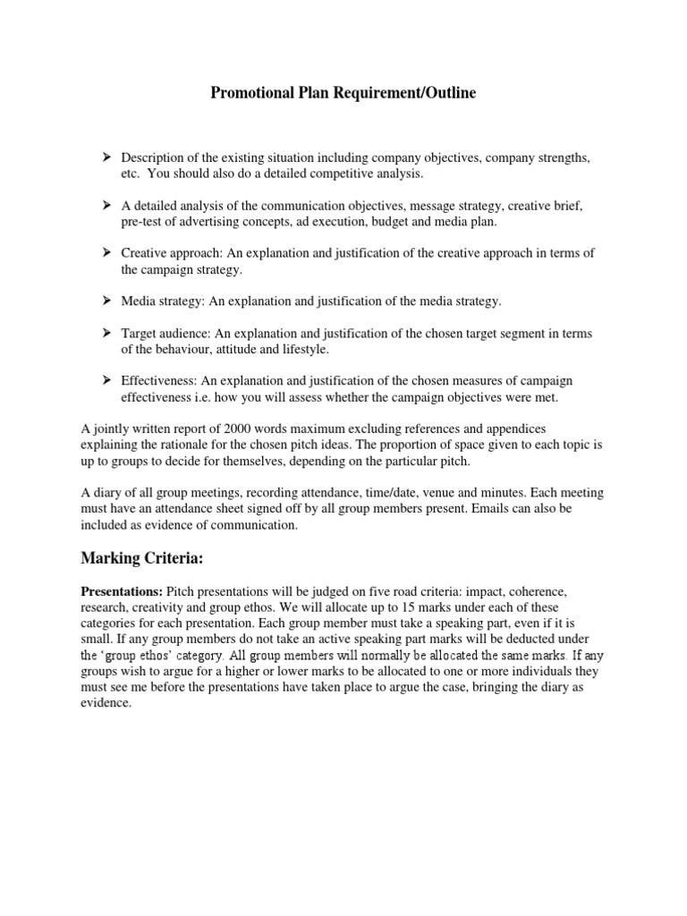 Promotional Plan Outline | PDF