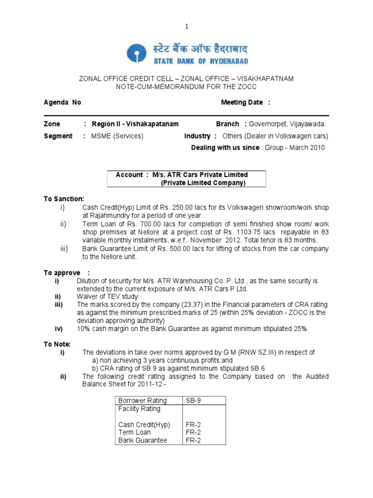 Atr Cars - SBH S Format | PDF | Leverage (Finance) | Loans