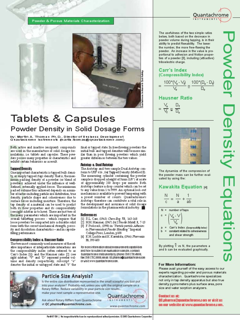 Carrs Index Hausner Ratio | PDF | Tablet (Pharmacy) | Pharmaceutical ...