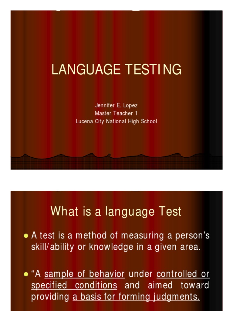 Language Testing (Compatibility Mode) | PDF | Reading Comprehension ...