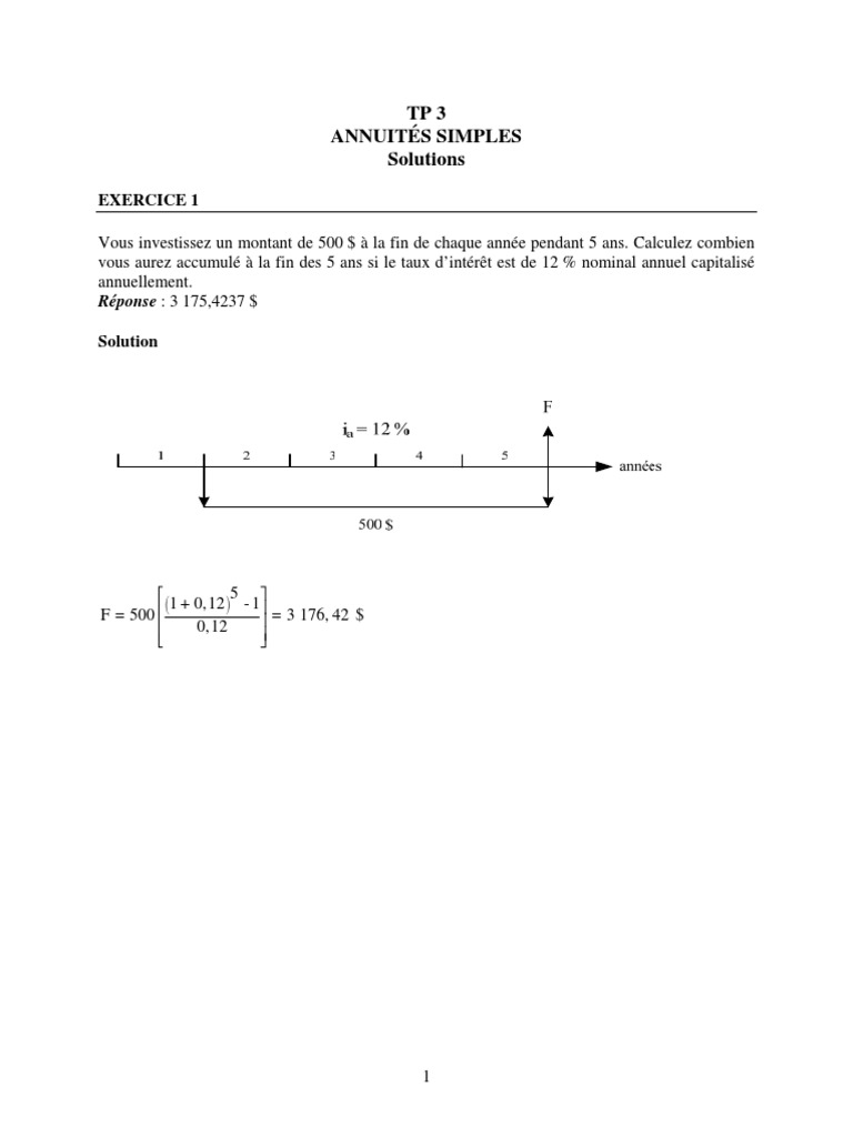 TP3 Solutions | PDF | Prêts | Taux d'intérêt