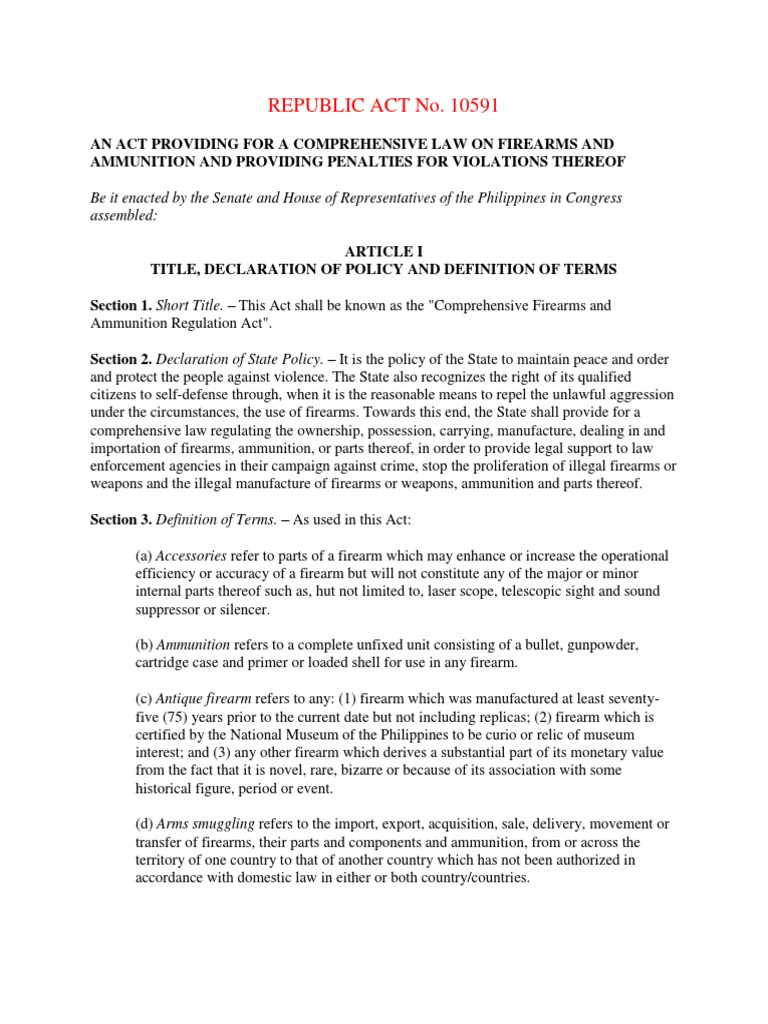 Republic Act 10591 | Semi Automatic Firearm | Handgun