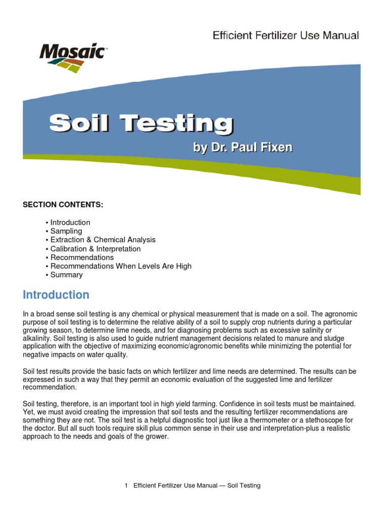 Soil Testing | PDF | Fertilizer | Soil