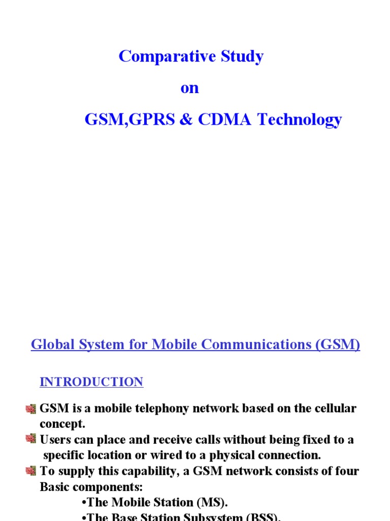 Compairative Study GSM Cdma Gprs | PDF | General Packet Radio Service ...