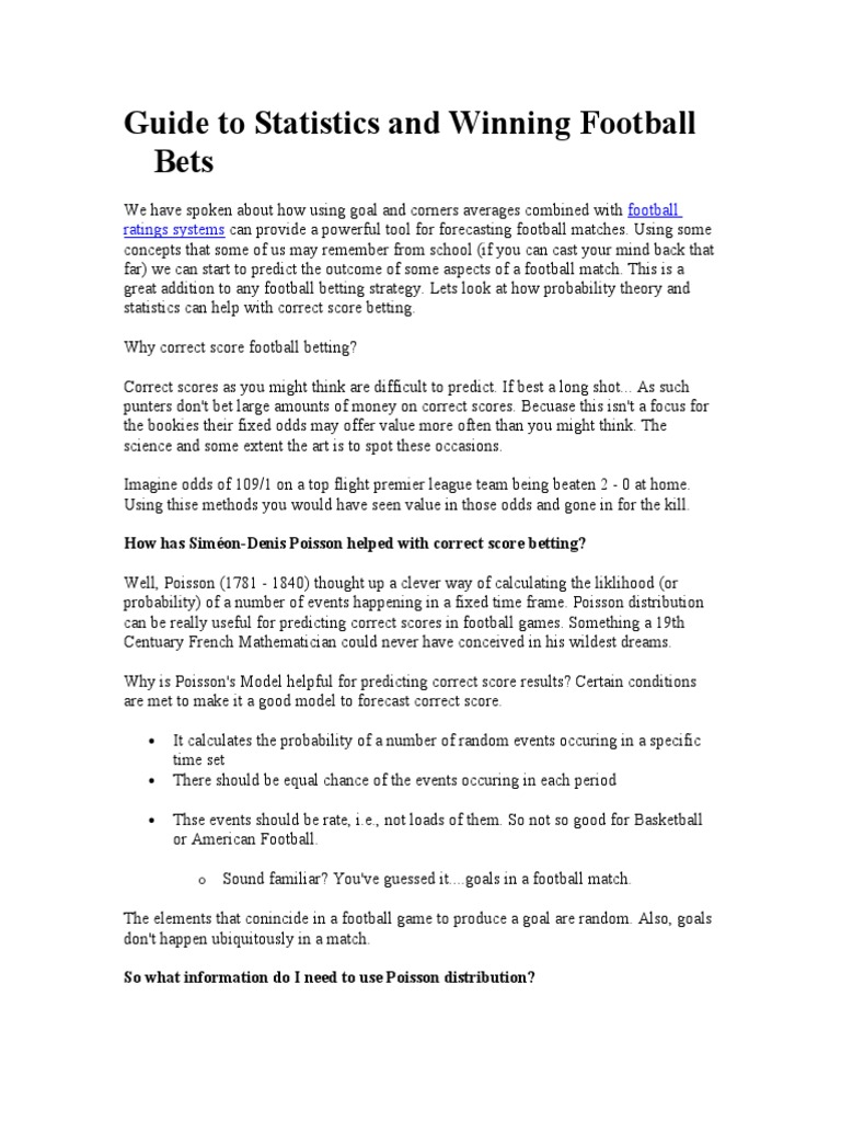 Guide To Statistics and Winning Football Bets | PDF | Odds | Percentage