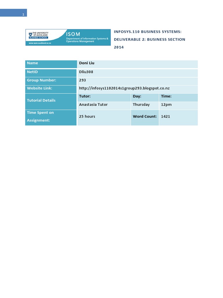 Name Netid Group Number: Website Link: Tutorial Details Time Spent On Assignment | PDF | Visual ...