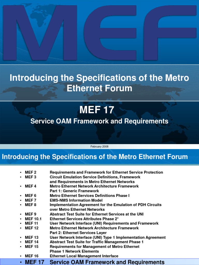 Introducing The Specifications of The Metro Ethernet Forum: Service OAM ...