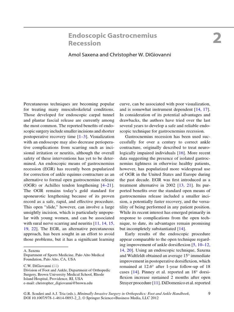 Endoscopic Gastrocnemius Recession: Amol Saxena and Christopher W ...