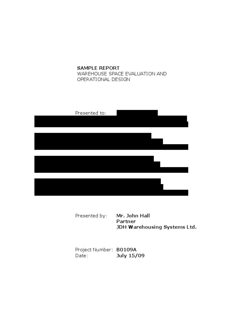 JDH Sample Warehouse Design Report | PDF | Warehouse | Inventory