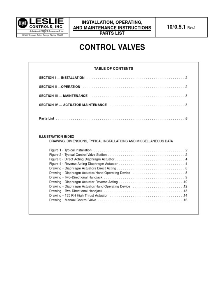 Control Valves: Installation, Operating, and Maintenance Instructions ...