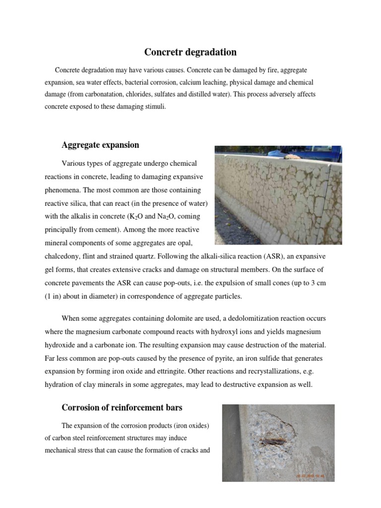 Concretr Degradation: Aggregate Expansion | PDF | Chemistry | Materials