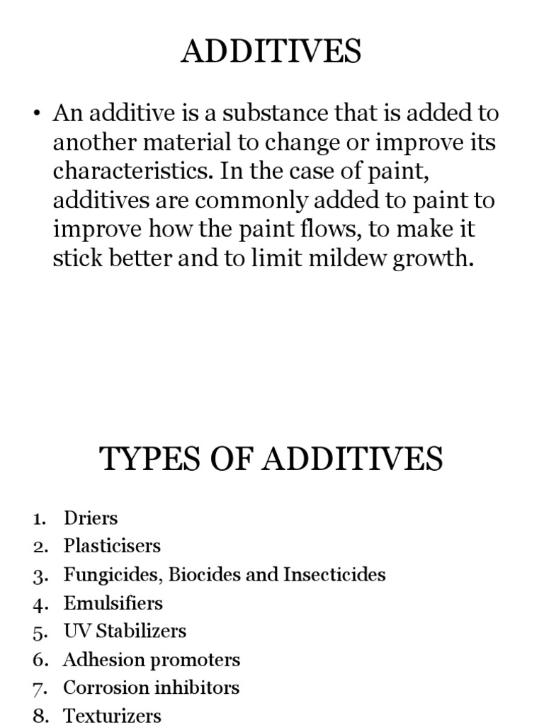 Types and Functions of Paint Additives | PDF