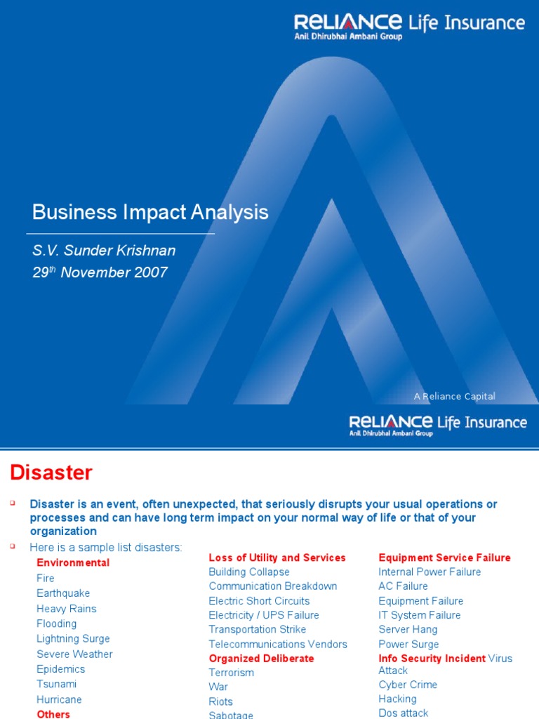 Business Impact Analysis | PDF | Business Continuity | Disaster And ...