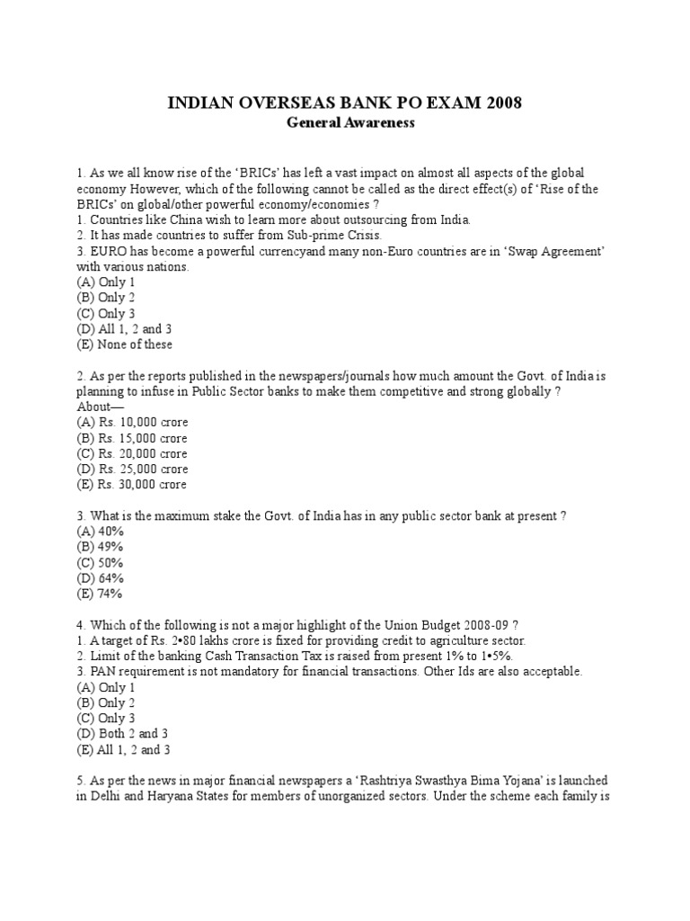 Iob Po - GK 2008 | PDF | Loans | Credit (Finance)