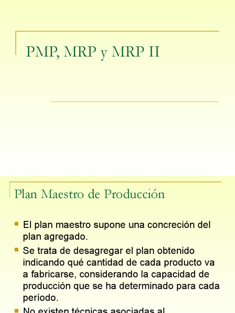 PMP-MRP | Inventario | Planificación