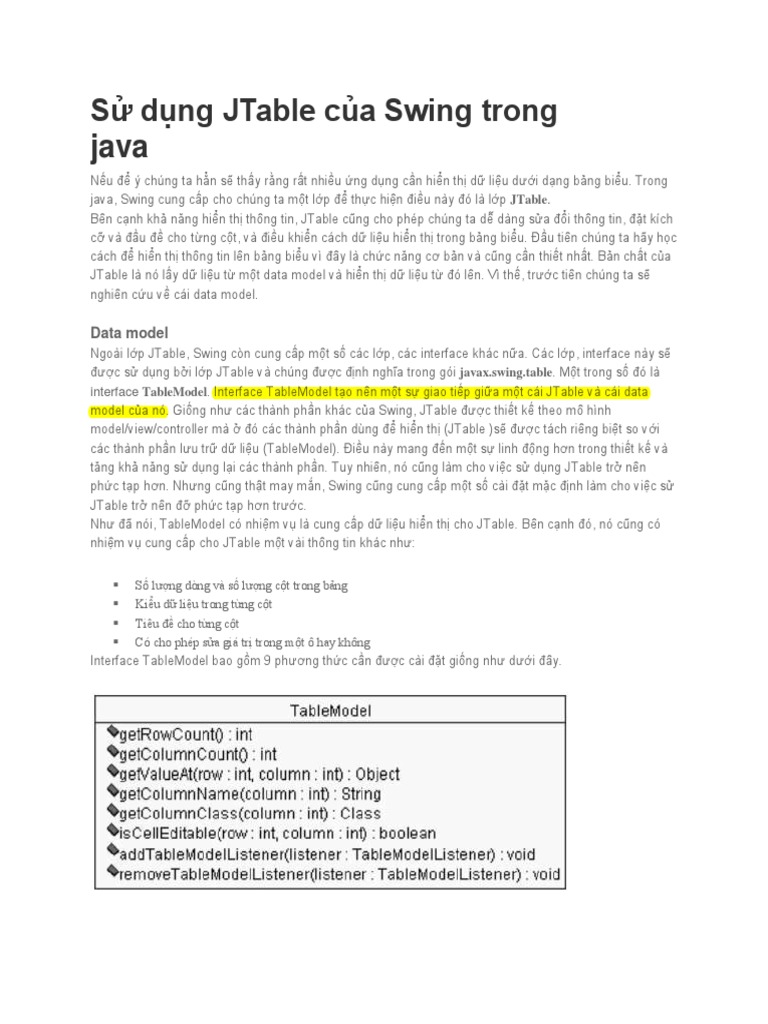 S D NG JTable C A Swing Trong Java | PDF