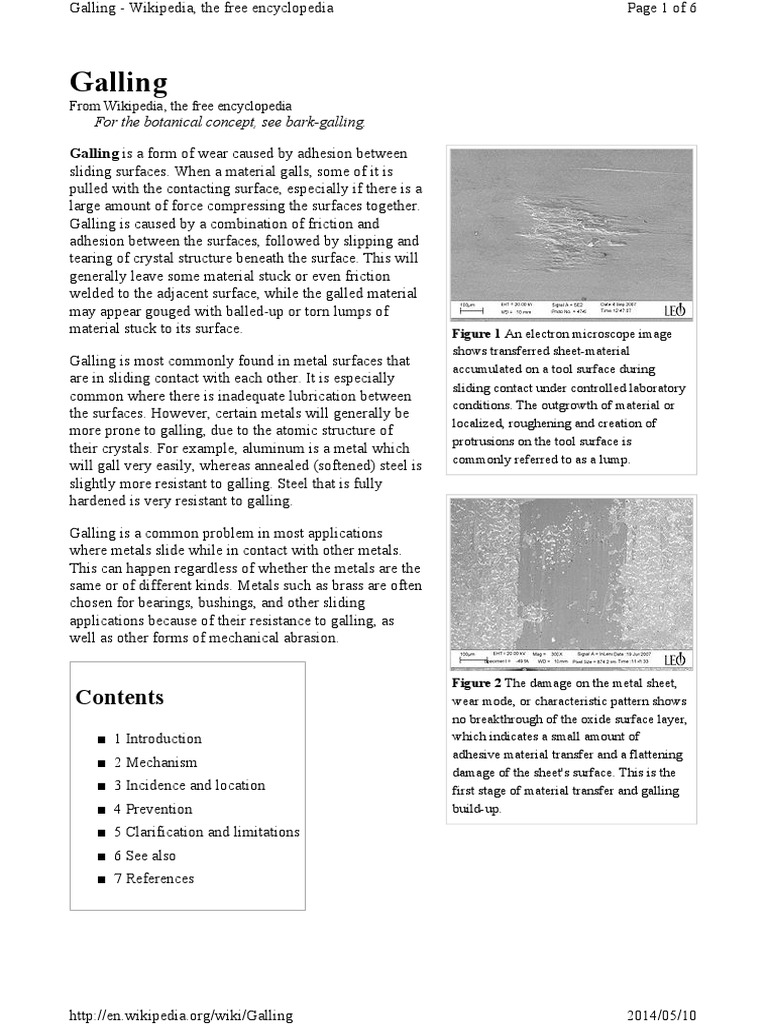 Galling | PDF | Wear | Physical Chemistry