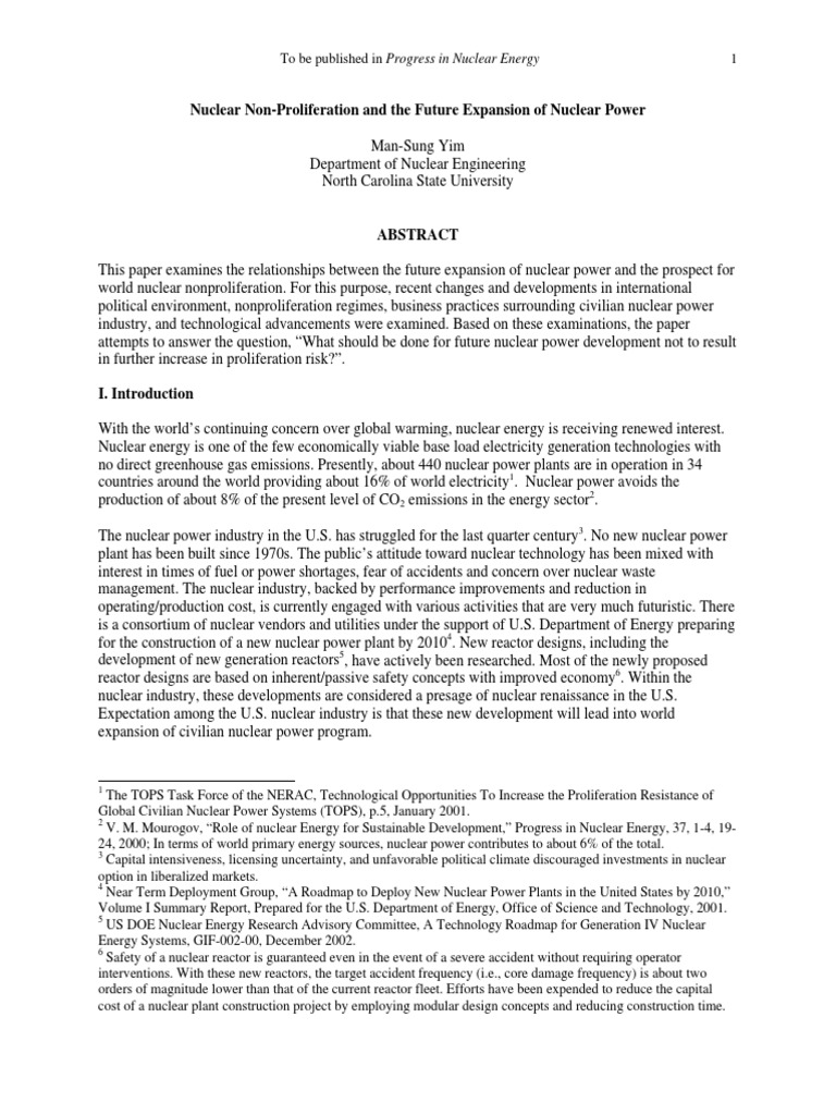 Nuclear Non-Proliferation and Future of Nuclear Power | PDF | Nuclear ...