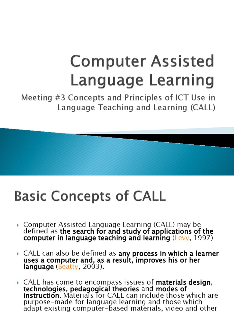 Computer Assisted Language Learning Meeting 3 | Educational Technology ...