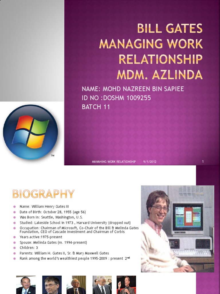 Bill Gates Biography and Contributions | PDF | Software | Computer ...