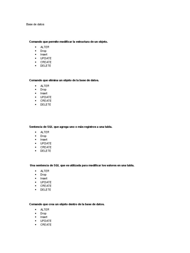 Prueba Final Base de Datos | PDF | SQL | Tabla (base de datos)