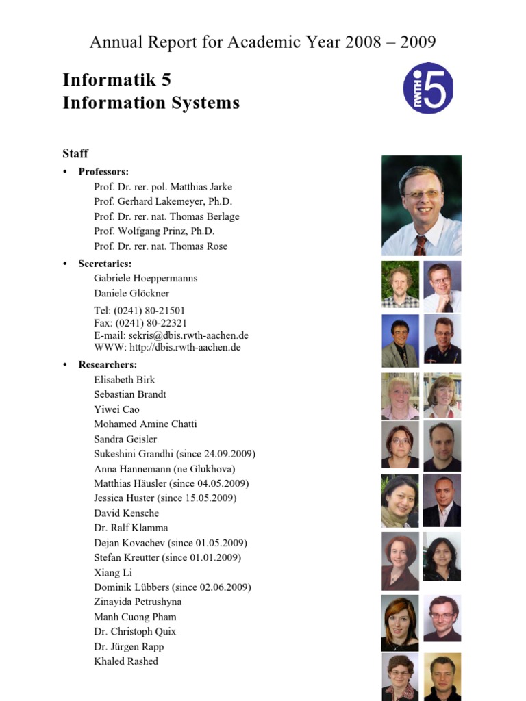 Rwth Aachen University Information Systems Annual Report Academic