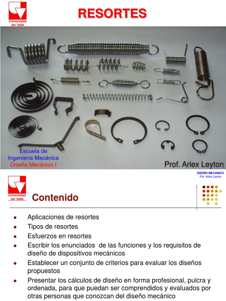 Tipos y Diseño de Resortes Mecánicos | PDF | Ingeniería mecánica ...