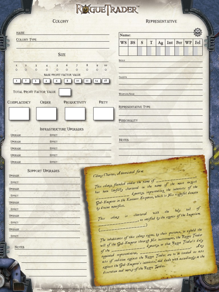 Rogue Trader - Colony Tracking Sheet